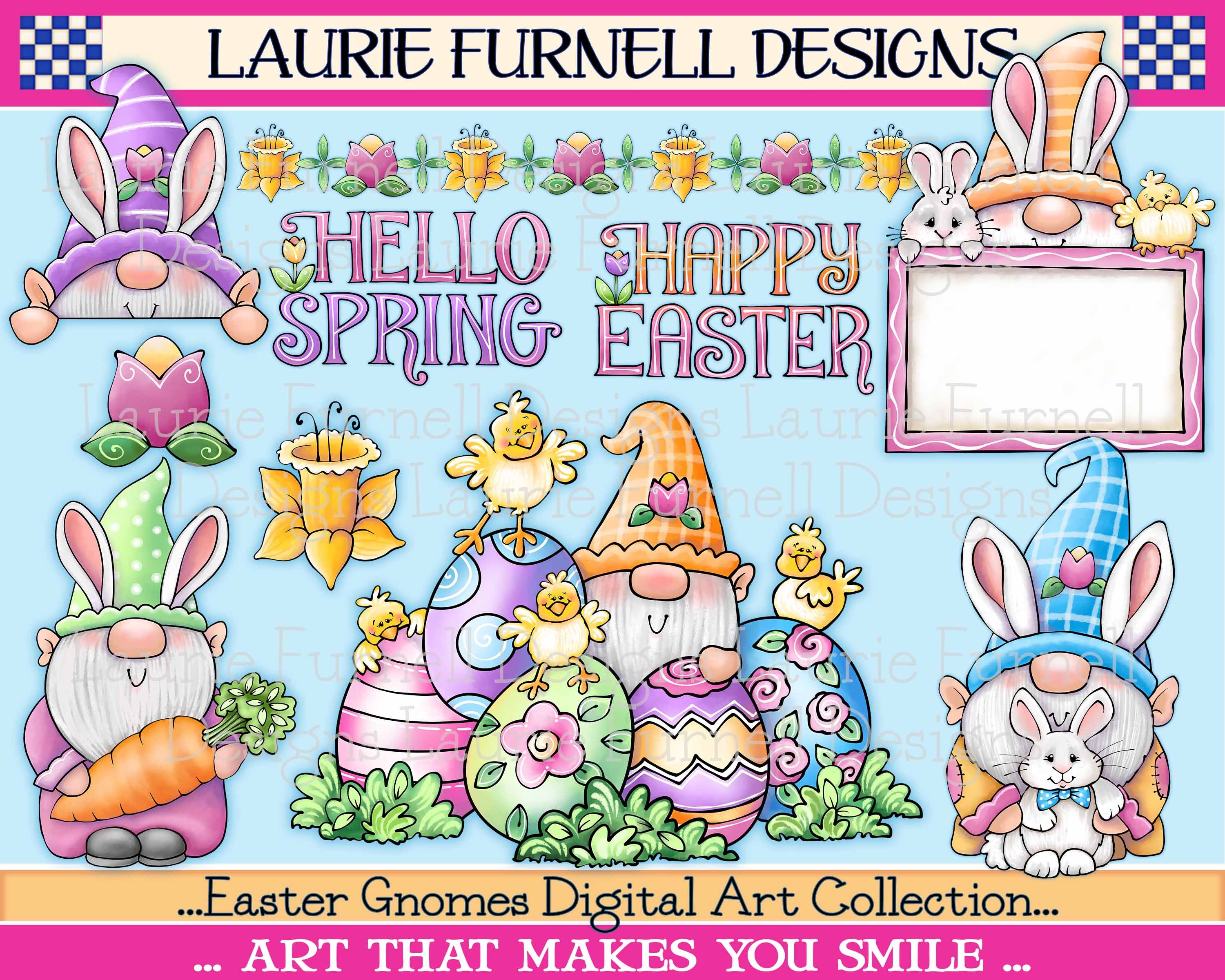 Art & Collectibles Easter gnome Easter clipart Easter digital paper ...