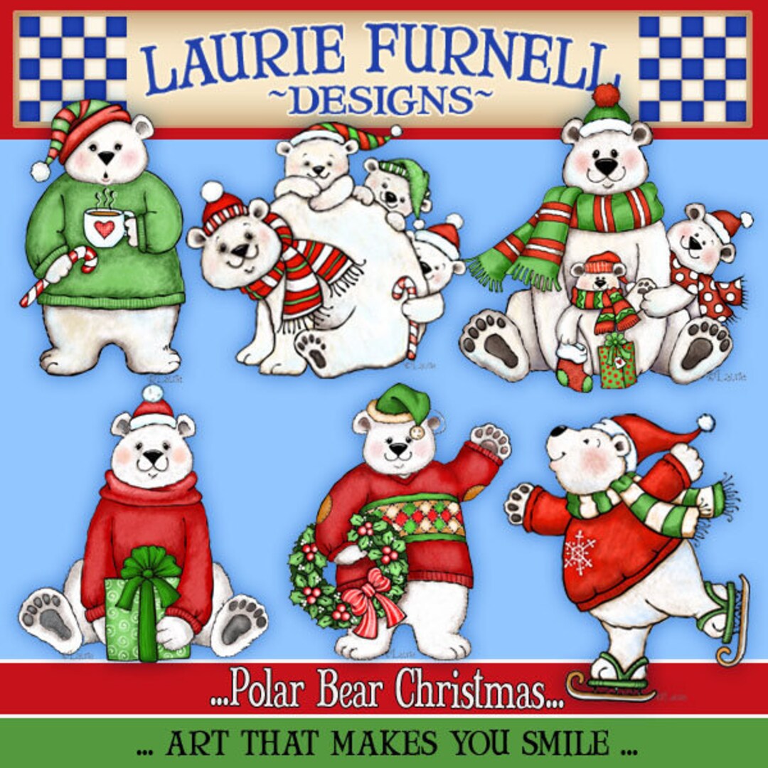 Christmas Clipart, Holiday Clipart, Polar Bear Clipart, Laurie Furnell ...