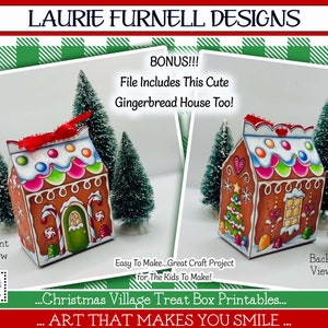 Christmas Treat Box Houses, Gingerbread House Treat Box, Holiday Favor ...