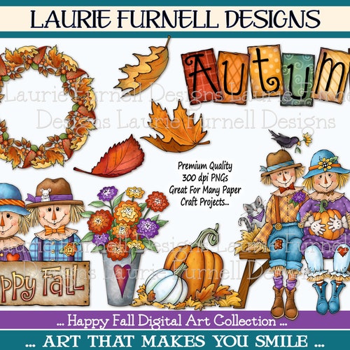 Autumn Clip Art Fall Clip Art Laurie Furnell Bulletin Board - Etsy