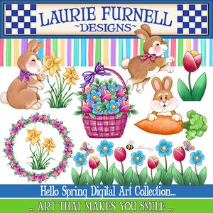 Spring Clip Art, Spring Bunnies Clip Art, Tulip Clip Art, Laurie ...