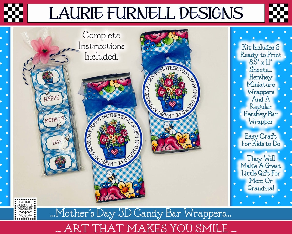 Mother's Day Candy Bar Wrapper, Mom's Day Miniature Chocolate Wrapper ...