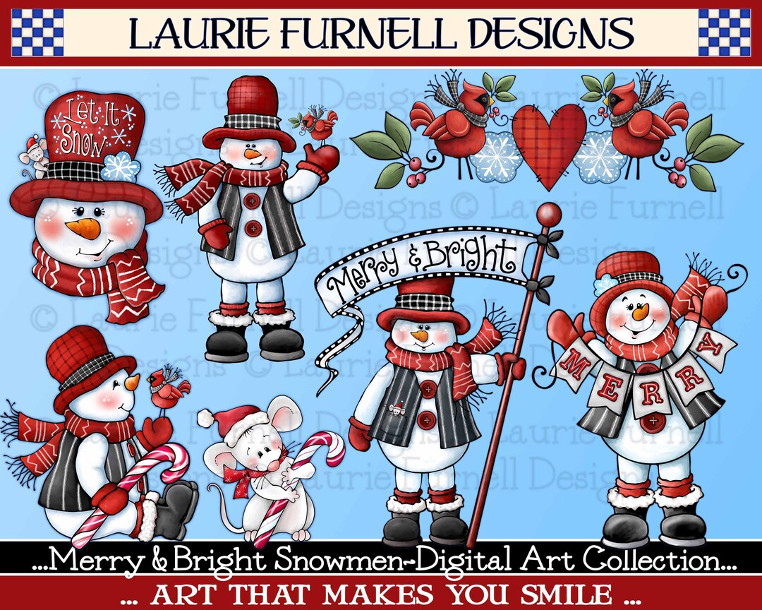 Holiday Snowmen Clip Art, Christmas Clip Art, Christmas PNG, Snowman ...