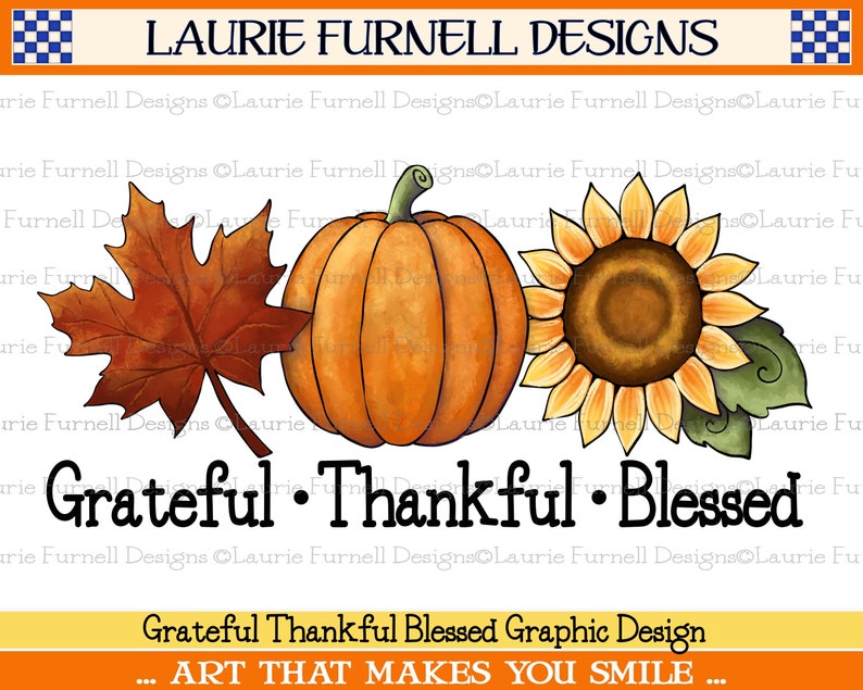 Grateful Thankful Blessed Fall Graphic PNG Fall Clipart - Etsy