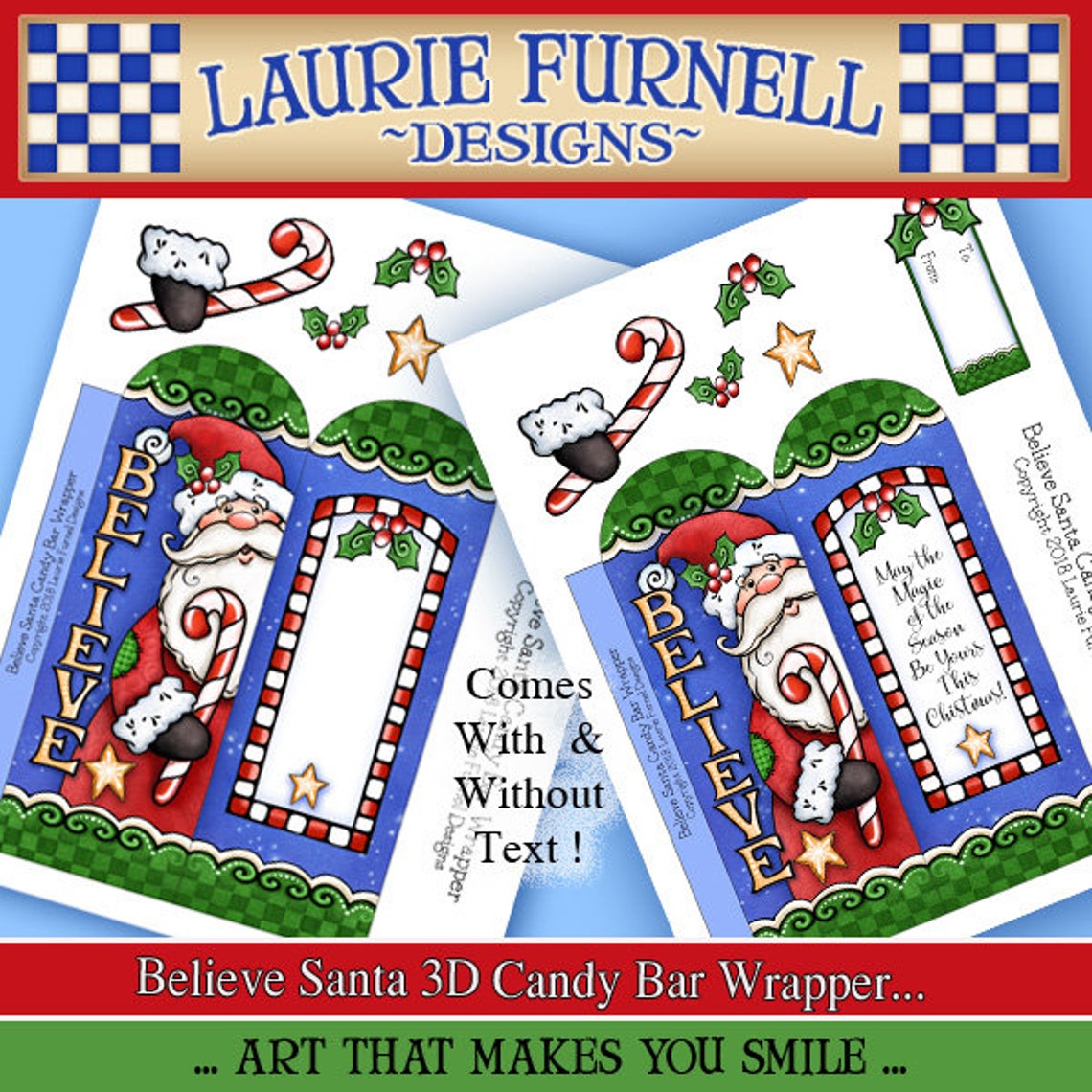 Santa Candy Bar Wrapper, Laurie Furnell, Christmas Candy Wrapper ...