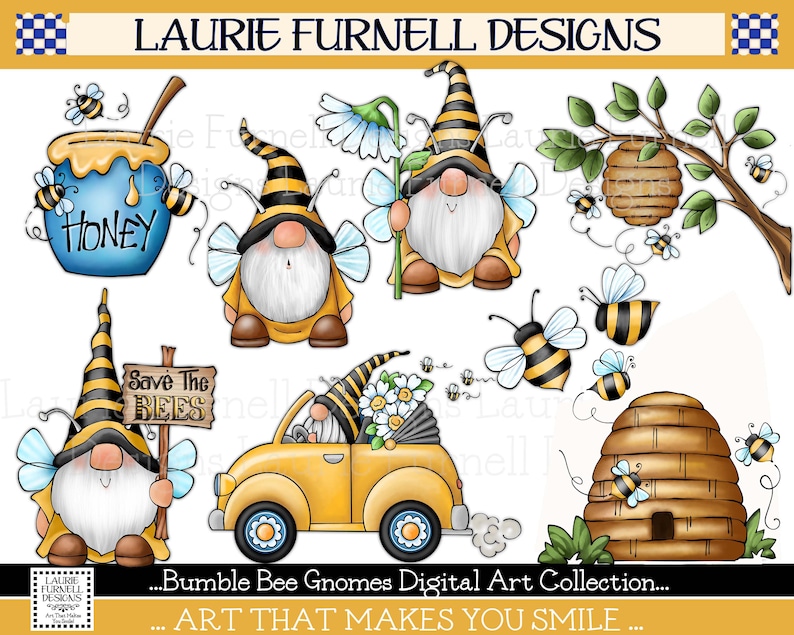 Bumblebee Gnome Clip Art, Bee Gnome PNG, Gnome Art for Bulletin Board ...