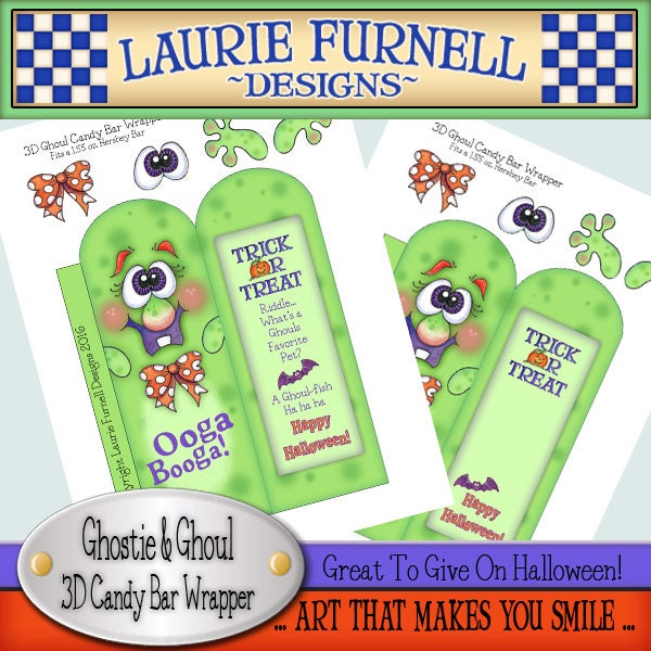 Halloween Candy Bar Wrapper, Laurie Furnell, Ghost Candy Bar Wrapper ...