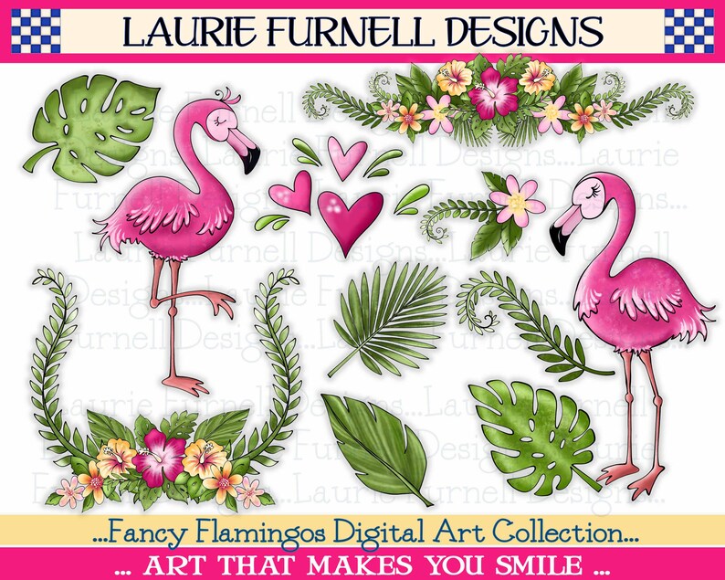 Flamingo Clip Art Tropical Clip Art Flamingo PNG Flamingo | Etsy