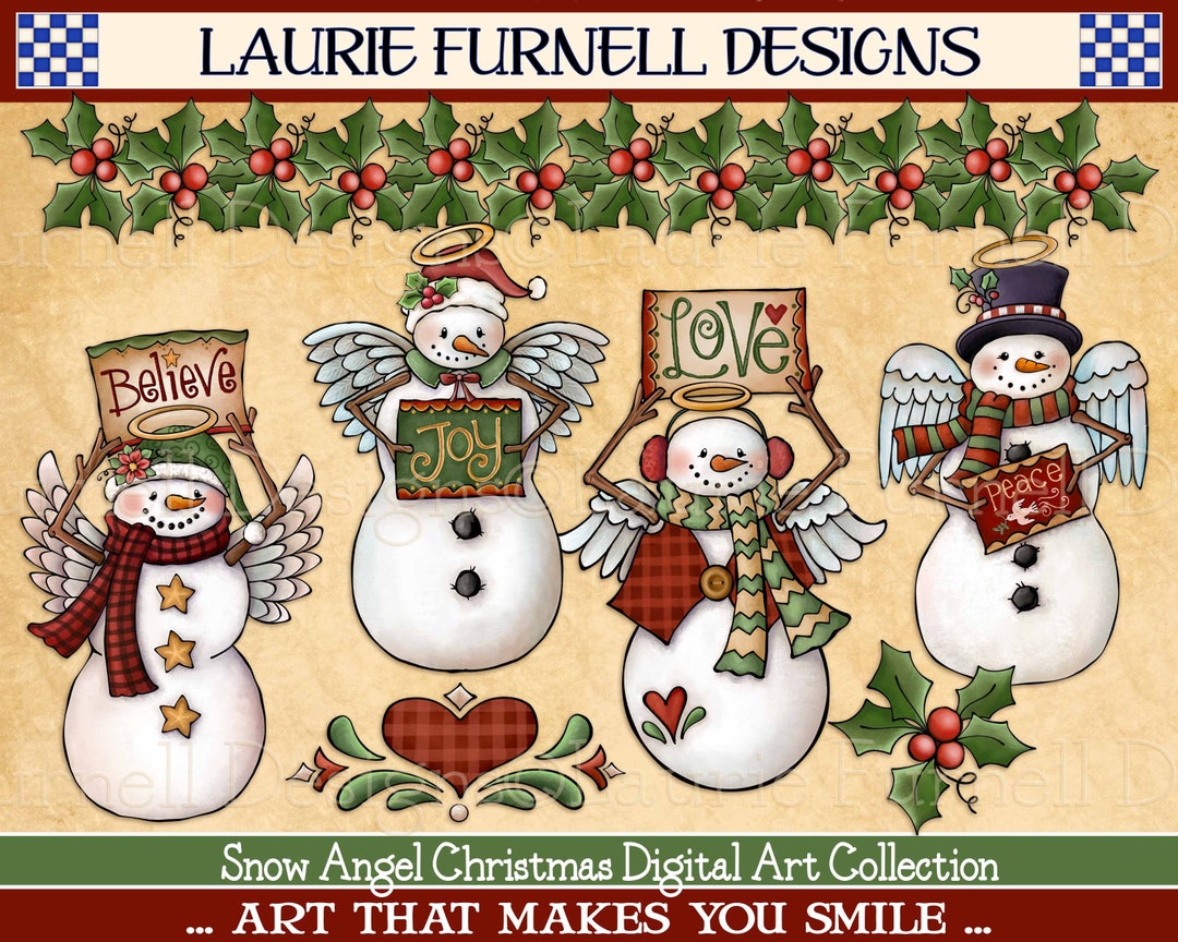 Snow Angel Christmas Clip Art, Christmas Graphic, Country Snowmen PNG ...