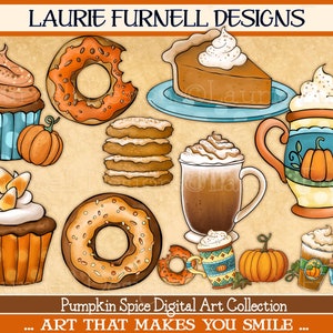 Pumpkin Spice Clip Art, Autumn Digital Art, Fall Card Making Supply ...