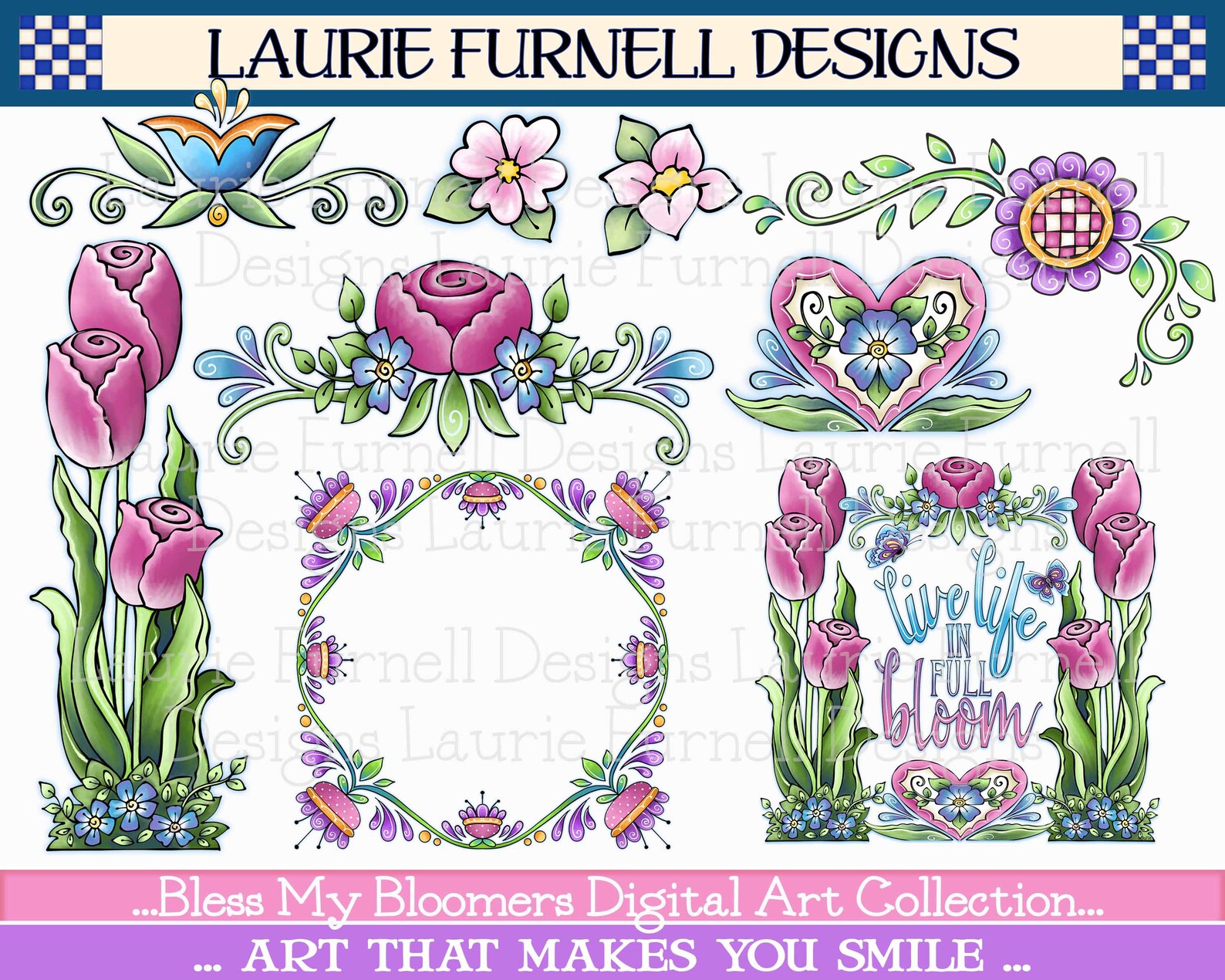 Spring Garden Clip Art Spring Floral Clip Art Spring Bunny - Etsy