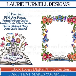 Library Bulletin Board Art, Book Clipart, Stack of Books PNG, Kids ...