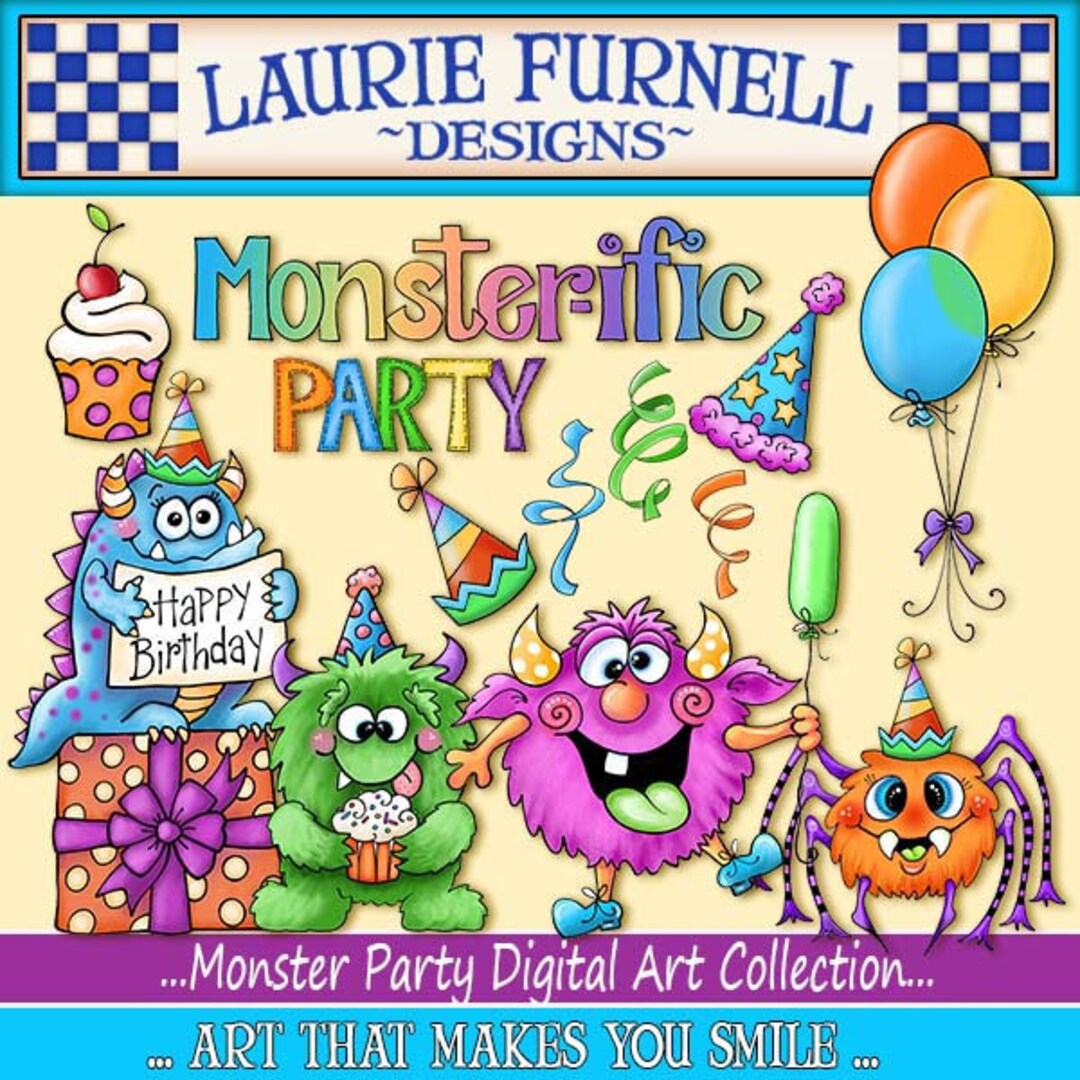 Monster Clip Art, Cute Monster Art, Laurie Furnell, Birthday Party Clip ...