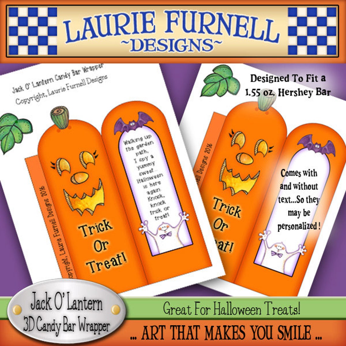 Pumpkin Candy Bar Wrapper Jack O' Lantern Candy Bar - Etsy