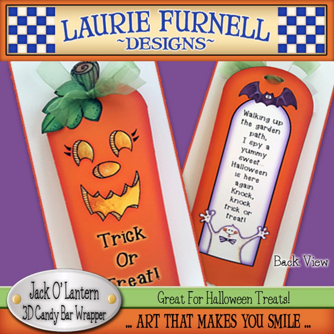 Pumpkin Candy Bar Wrapper, Jack O' Lantern Candy Bar Wrapper, Laurie ...