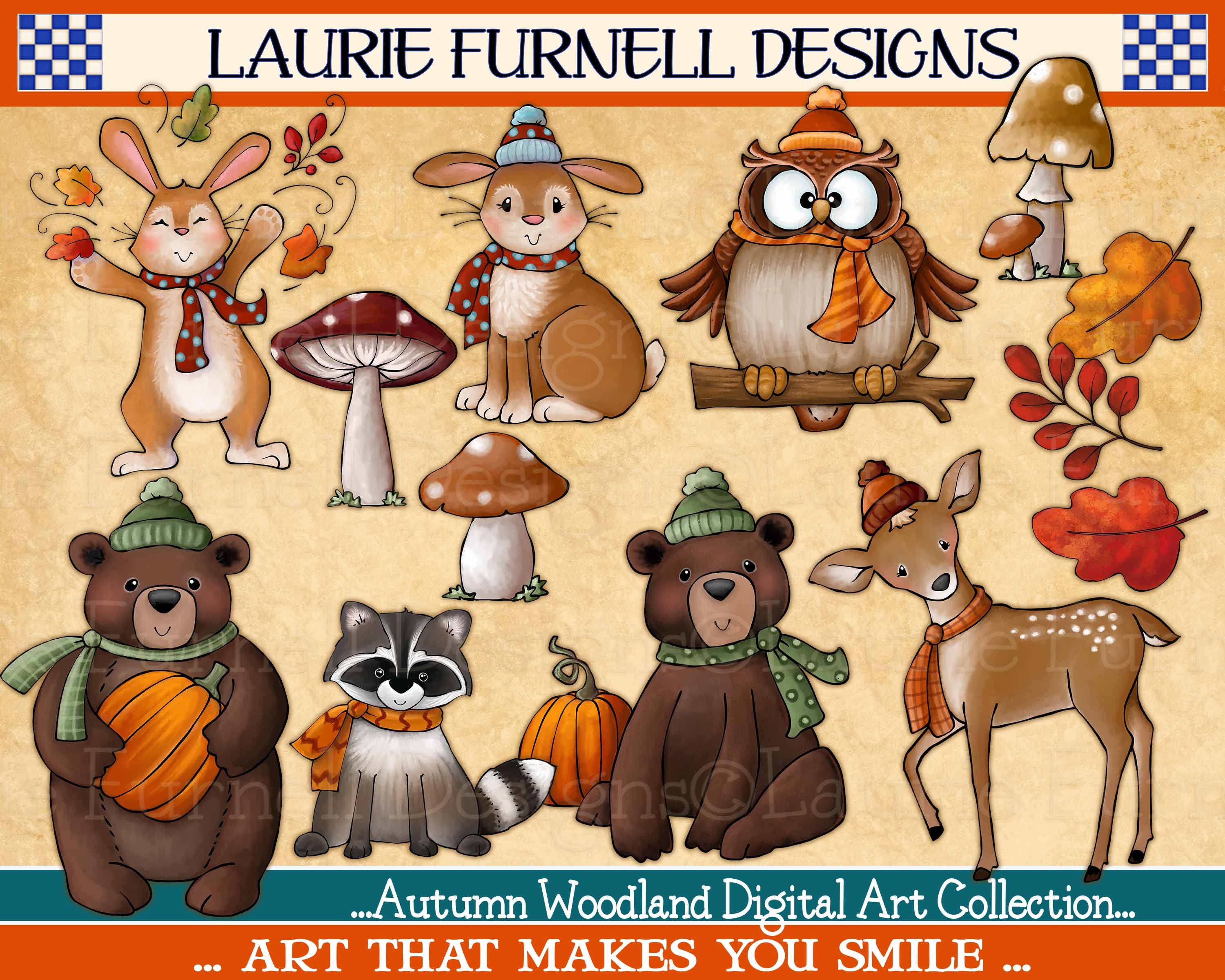 Fall Clip Art, Autumn Pngs, Woodland Animal Clip Art, Fall Forest ...