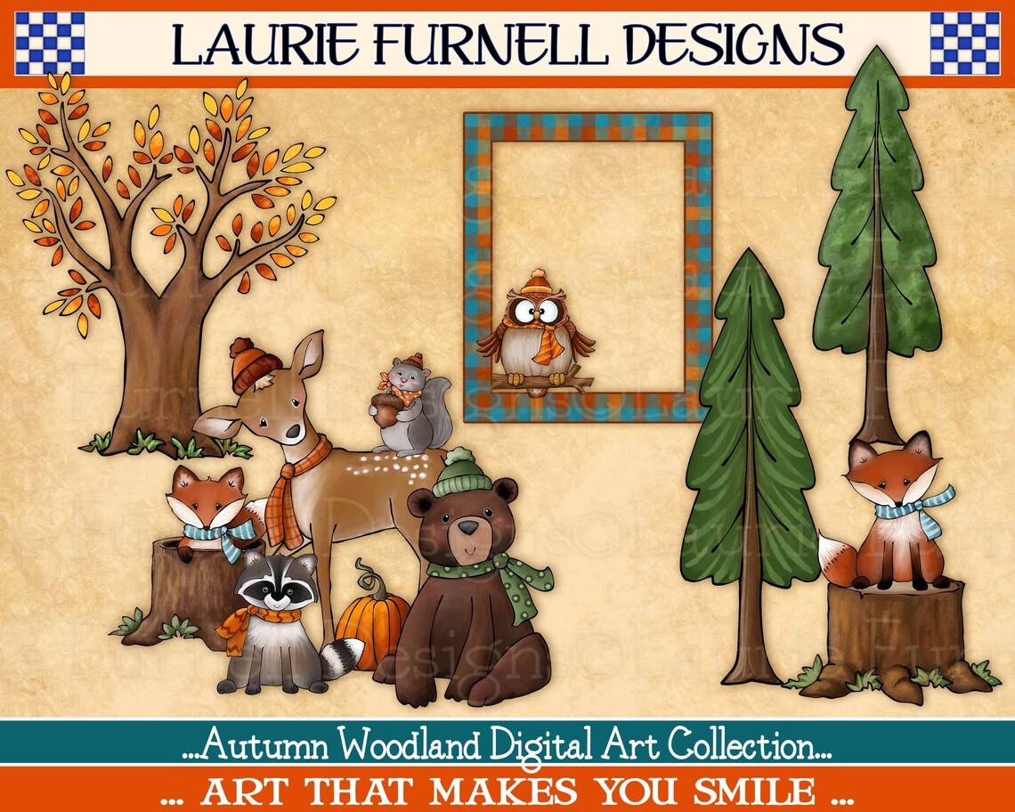 Fall Clip Art Autumn Pngs Woodland Animal Clip Art Fall - Etsy