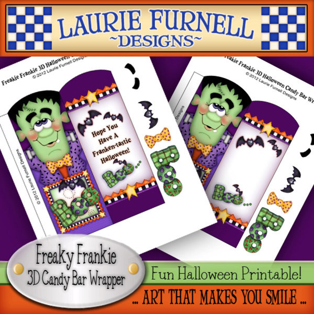 Frankenstein, Halloween Candy Bar Wrapper, Printable, Laurie Furnell ...