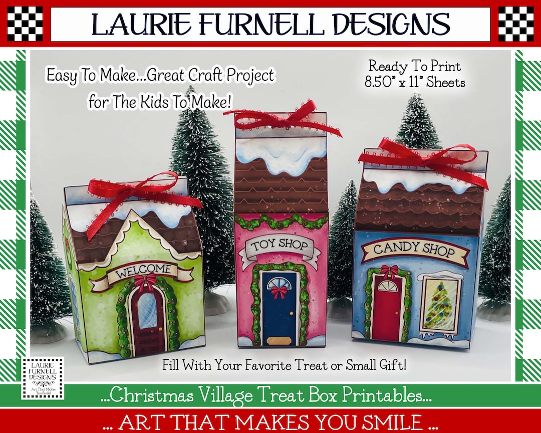 Christmas Treat Box Houses, Gingerbread House Treat Box, Holiday Favor ...