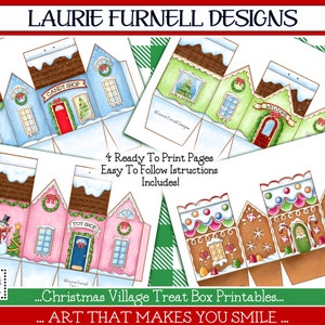 Christmas Treat Box Houses, Gingerbread House Treat Box, Holiday Favor ...