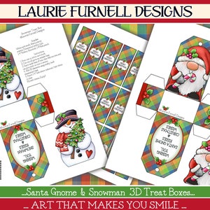 Santa Gnome Treat Box, Santa Gnome Printable, Snowman Treat Box ...