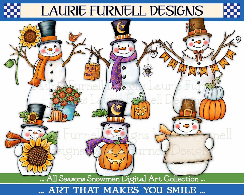 All Seasons Snowmen PNG Holiday Snowmen Clip Art Snowmen - Etsy