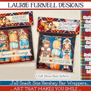 Fall Snack Size Candy Bar Wrapper, Scarecrow Candy Wrapper, Pilgrim ...