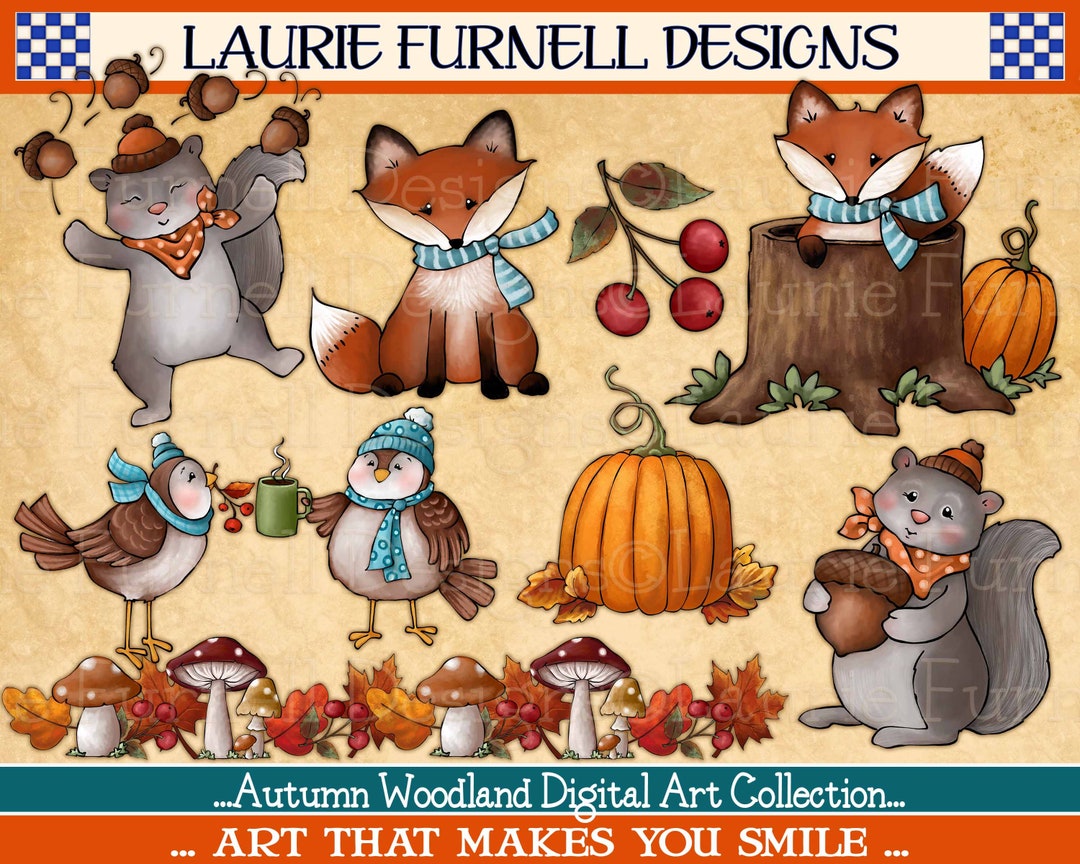 Fall Clip Art, Autumn Pngs, Woodland Animal Clip Art, Fall Forest ...