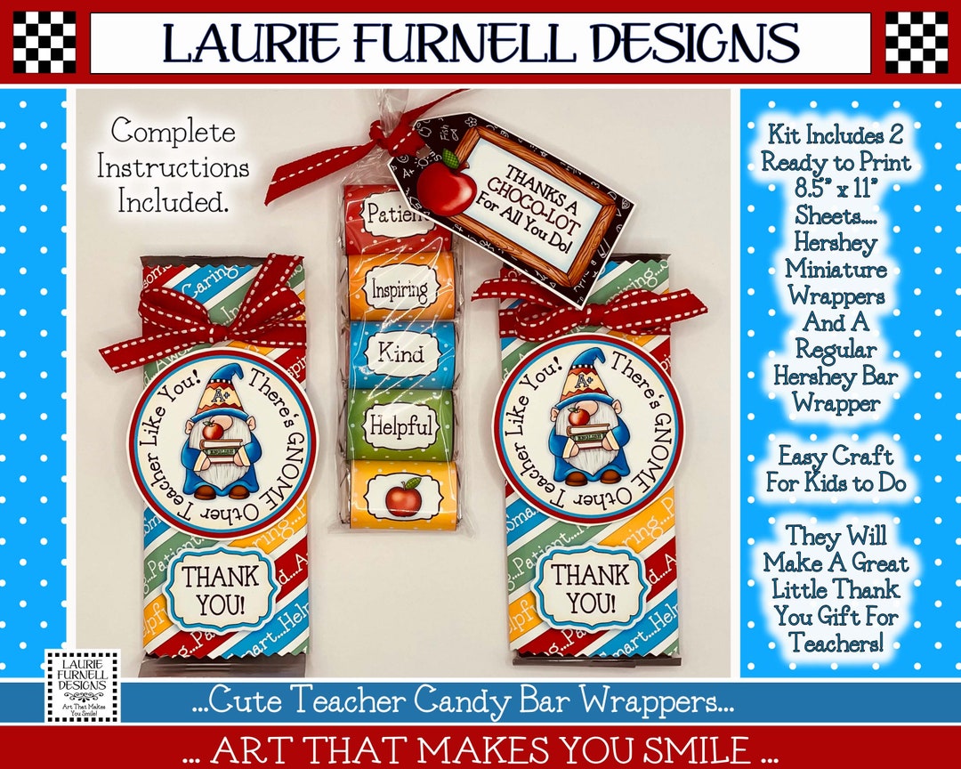 Teacher Candy Bar Wrapper, Teacher Miniature Wrapper, Thank You Gift ...