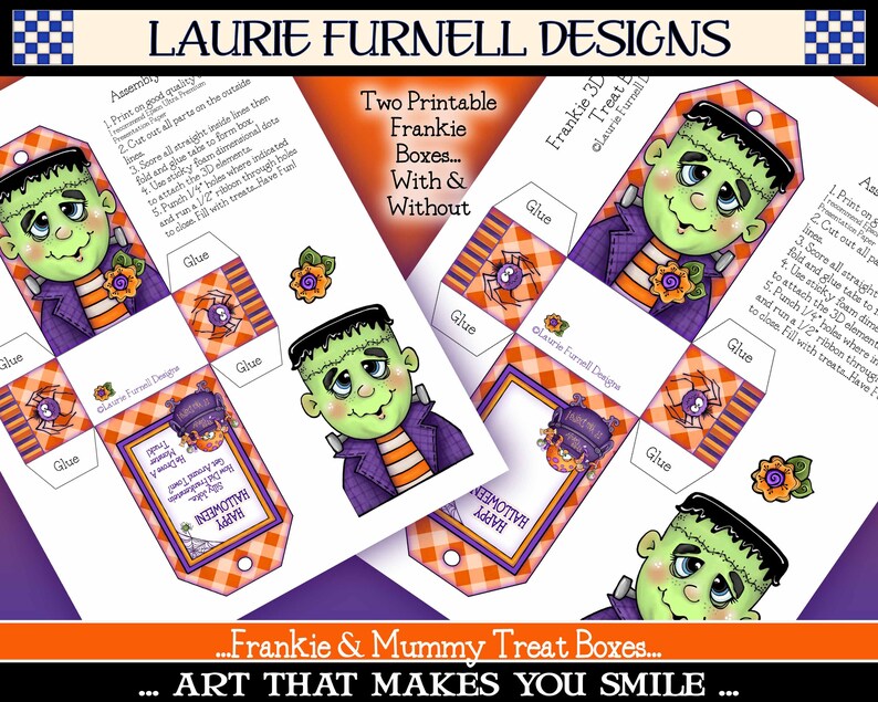 Halloween Treat Box Printable Frankenstein Candy Box Mummy - Etsy