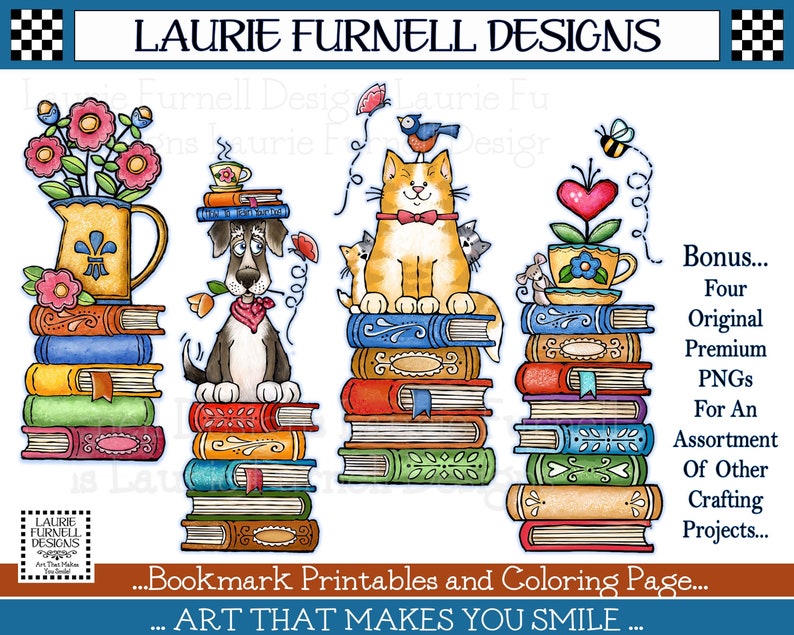 Bookmarks Printables, Bookmark Coloring Page, Stack of Books PNG ...