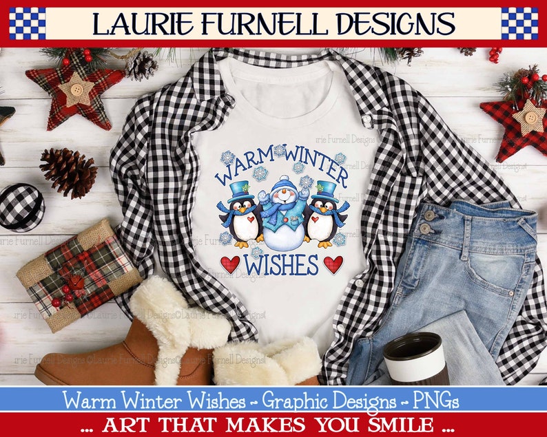 Snowman Penguin Clip Art Warm Winter Wishes PNG Snowman Art | Etsy