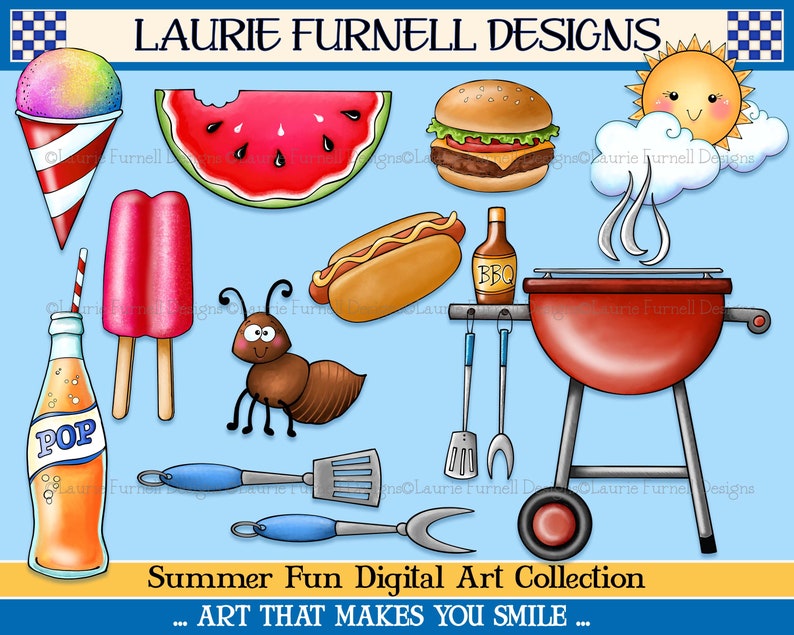 Summer Clip Art/ Summer Fun Clip Art/ Beach Clip Art/ BBQ Clip Art ...