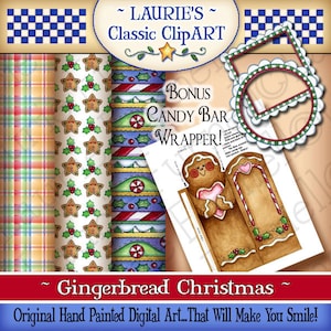 Gingerbread Christmas Digital Art, Christmas Clipart, Gingerbread Boy ...