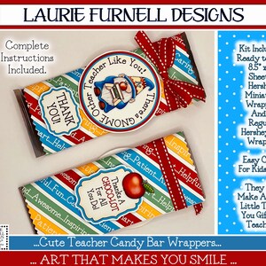 Teacher Candy Bar Wrapper, Teacher Miniature Wrapper, Thank You Gift ...