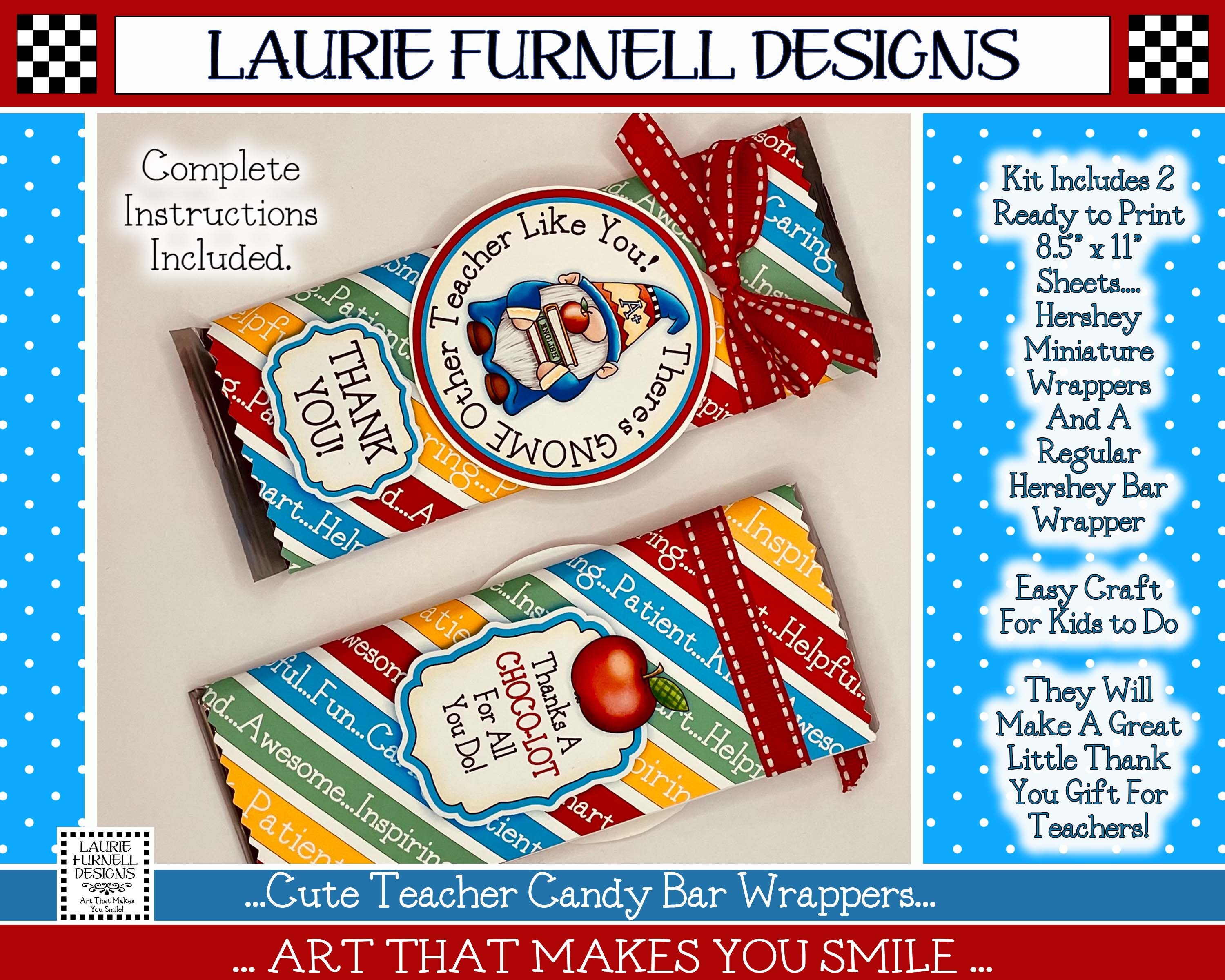 Teacher Candy Bar Wrapper, Teacher Miniature Wrapper, Thank You Gift ...