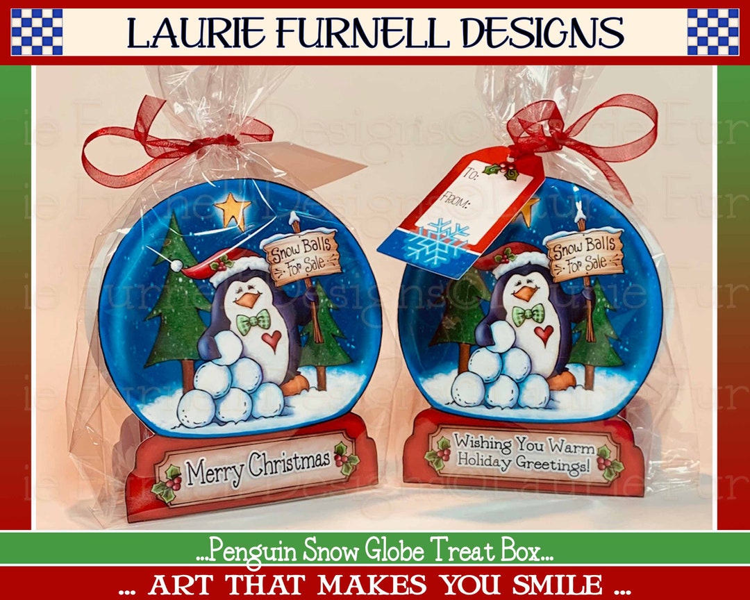 Christmas Snow Globe Treat Box, Christmas Penguin Printable, Holiday ...