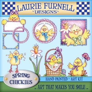 Spring Chicks Digital Art, Spring Clipart, Laurie Furnell, Easter ...
