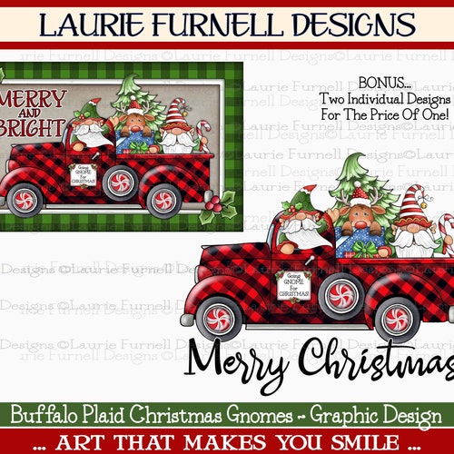 Red Buffalo Plaid Gnome PNG Christmas Truck Clip Art Holiday - Etsy