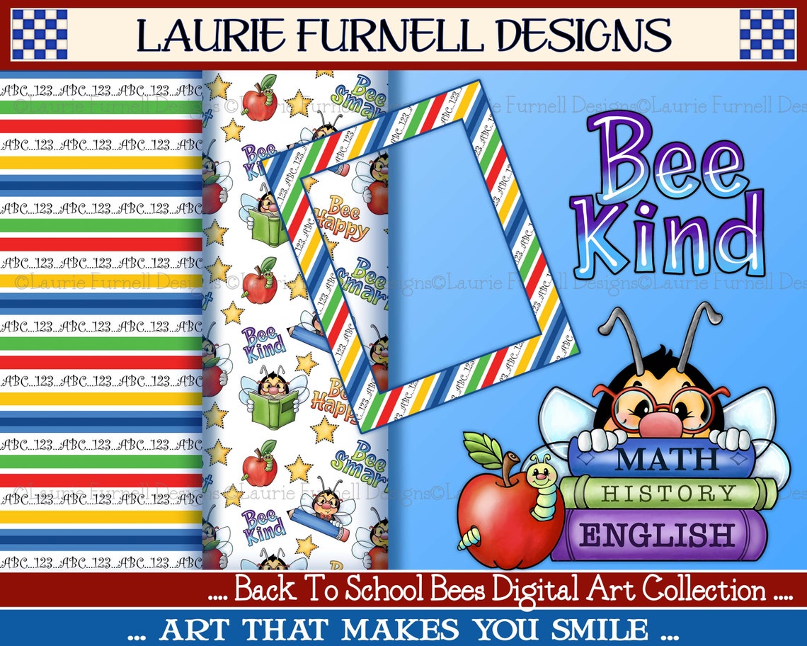 Cute Back to School Bee Digital Art Cute School Clip Art Bee - Etsy