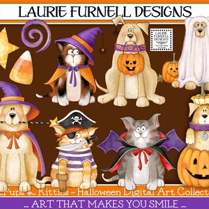 Halloween Clip Art, Halloween Cats in Costumes PNG, Dogs in Halloween ...