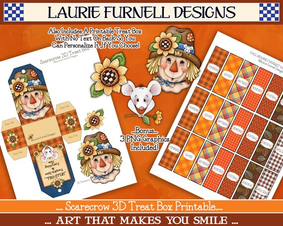 Fall Scarecrow Treat Toppers Greeting Cards Thanksgiving Cards Paper ...