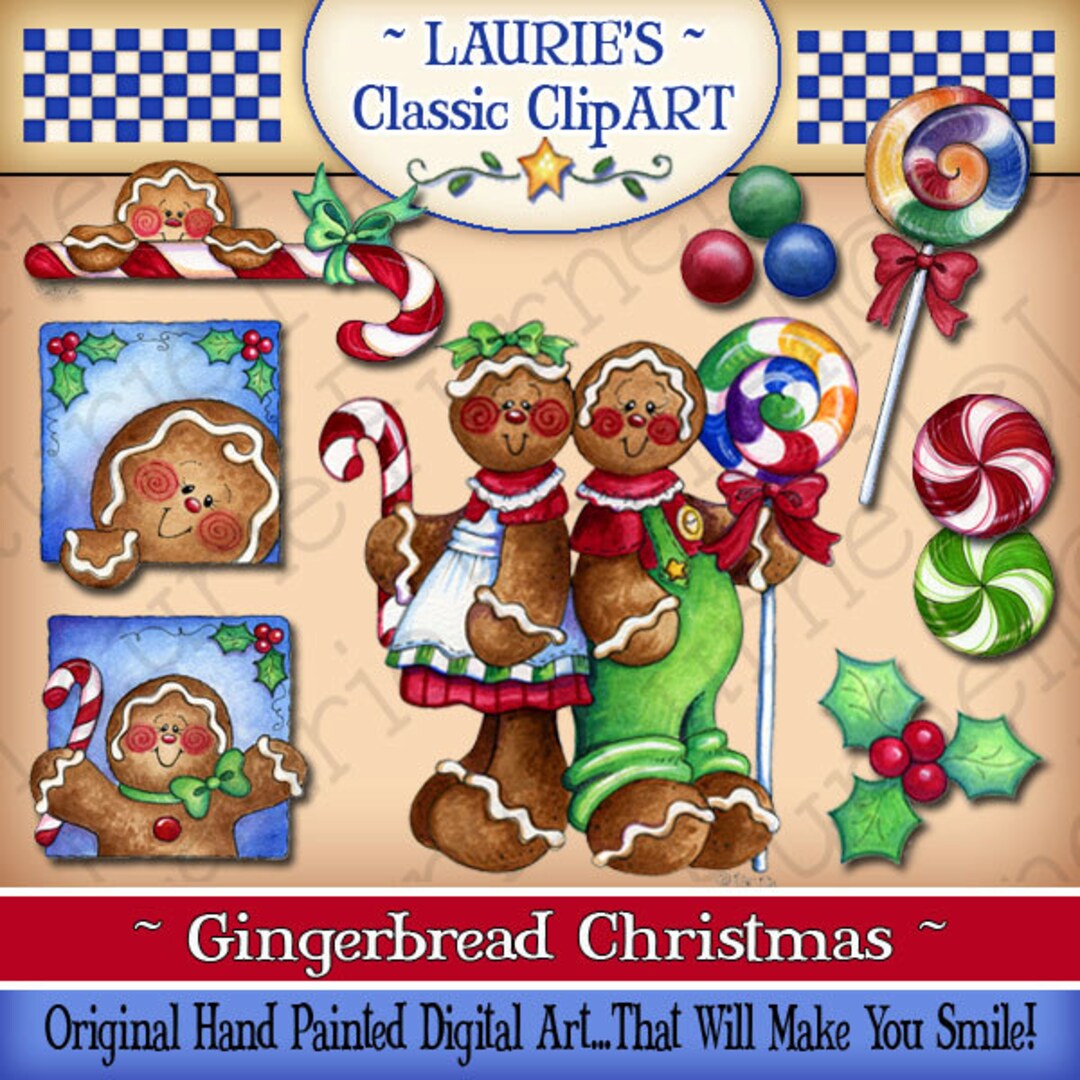 Gingerbread Christmas Digital Art, Christmas Clipart, Gingerbread Boy ...