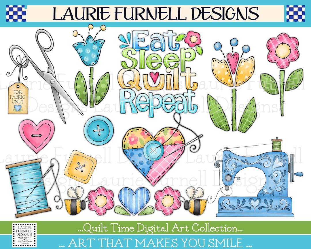 Quilting Clip Art, Quilting PNG, Sewing Clip Art, Quilting Stickers ...