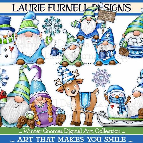 Winter Gnomes Clip Art Winter Gnome PNG Ice Skating Gnome - Etsy UK
