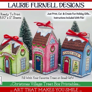 Christmas Treat Box Houses, Gingerbread House Treat Box, Holiday Favor ...