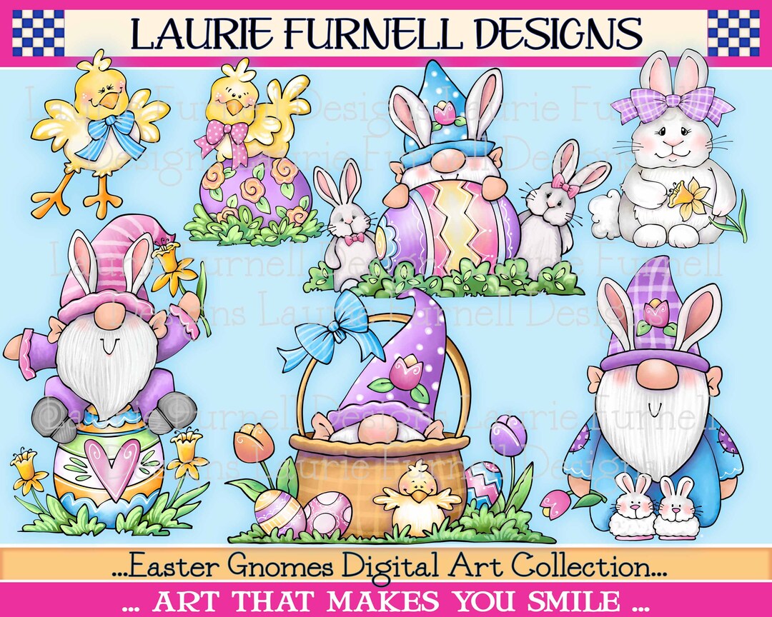 Easter Gnome Clip Art, Easter Clip Art, Spring Clip Art, Easter Gnome ...