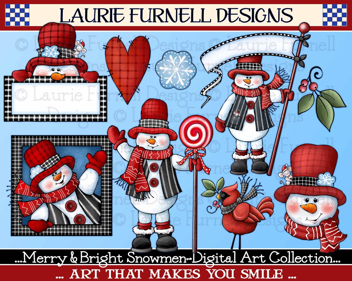 Holiday Snowmen Clip Art, Christmas Clip Art, Christmas PNG, Snowman ...