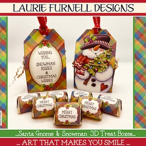 Santa Gnome Treat Box, Santa Gnome Printable, Snowman Treat Box ...