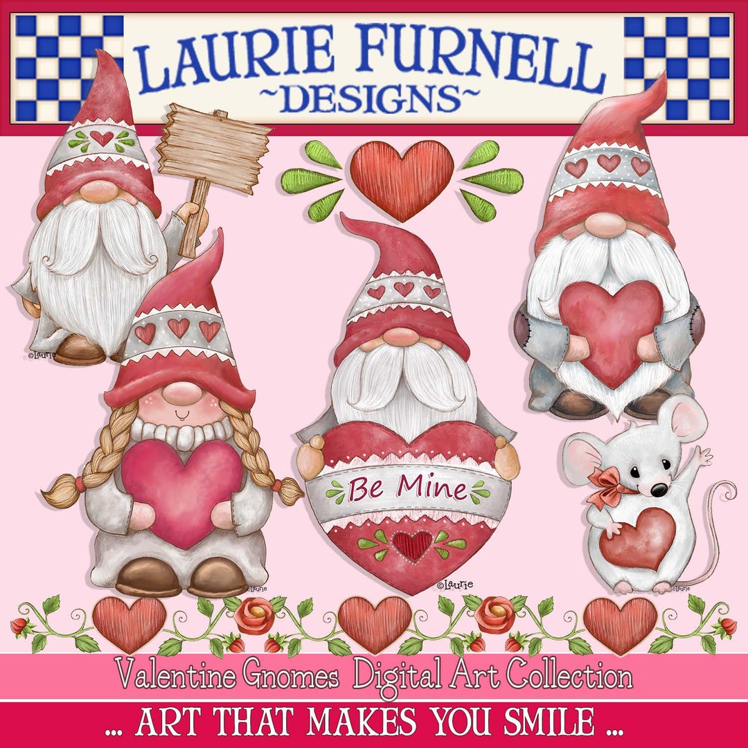 Valentine Gnome Clip Art, Valentine Clip Art, Laurie Furnell, Gnome ...